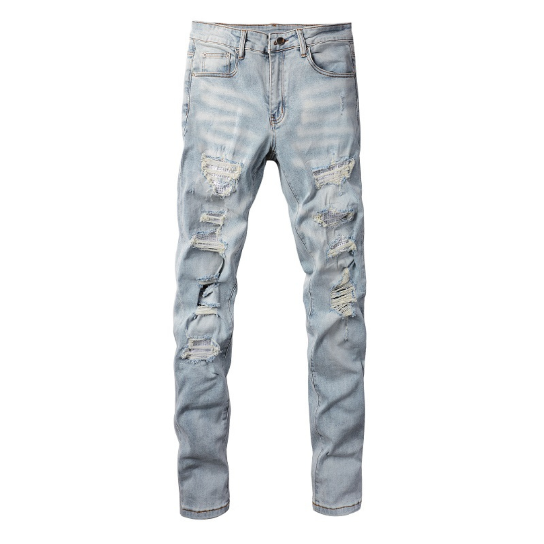 Amr Light Blue Patch Jeans – DRIP TEAM